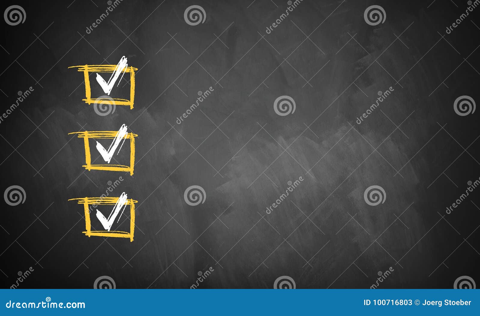 Blank Blackboard with Checkmarks Stock Illustration - Illustration of ...
