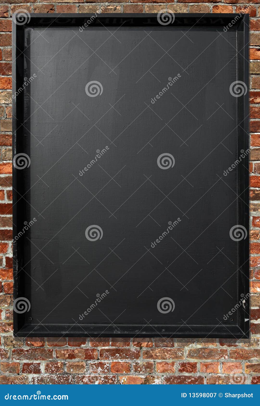 Blank Blackboard Menu Sign on a Red Brick Wall. Stock Image - Image of ...