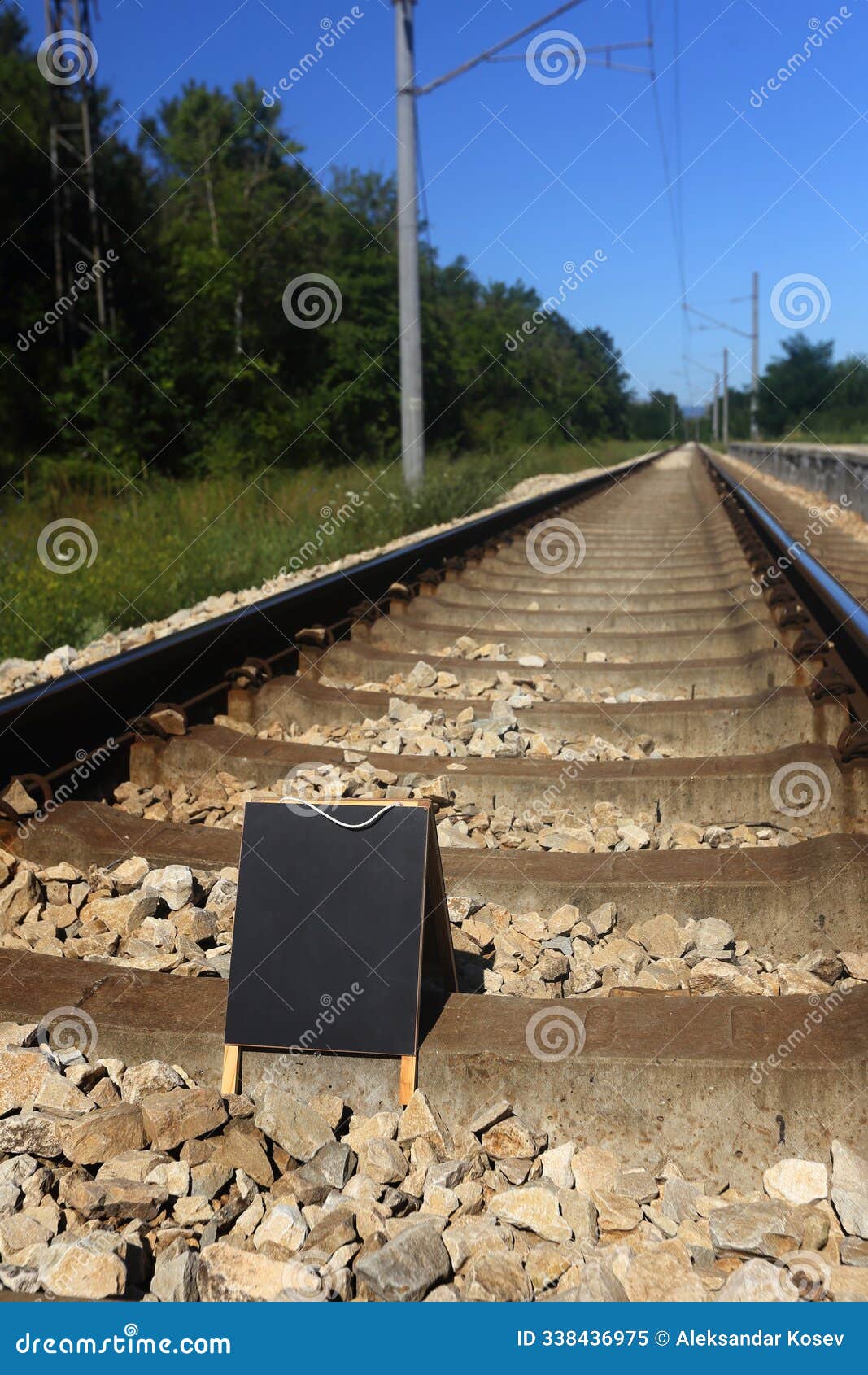 Blank Blackboard on the Railroad Stock Image - Image of ground, empty ...