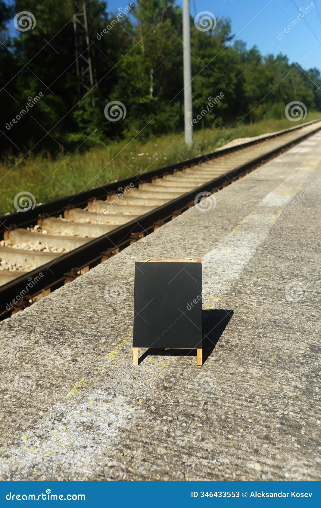 Blank Blackboard on the Railroad Stock Image - Image of transportation ...