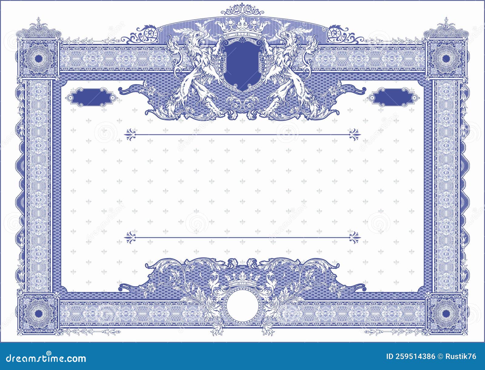 Horizontal Form for Creating Certificates and Diplomas in Blue Tones ...