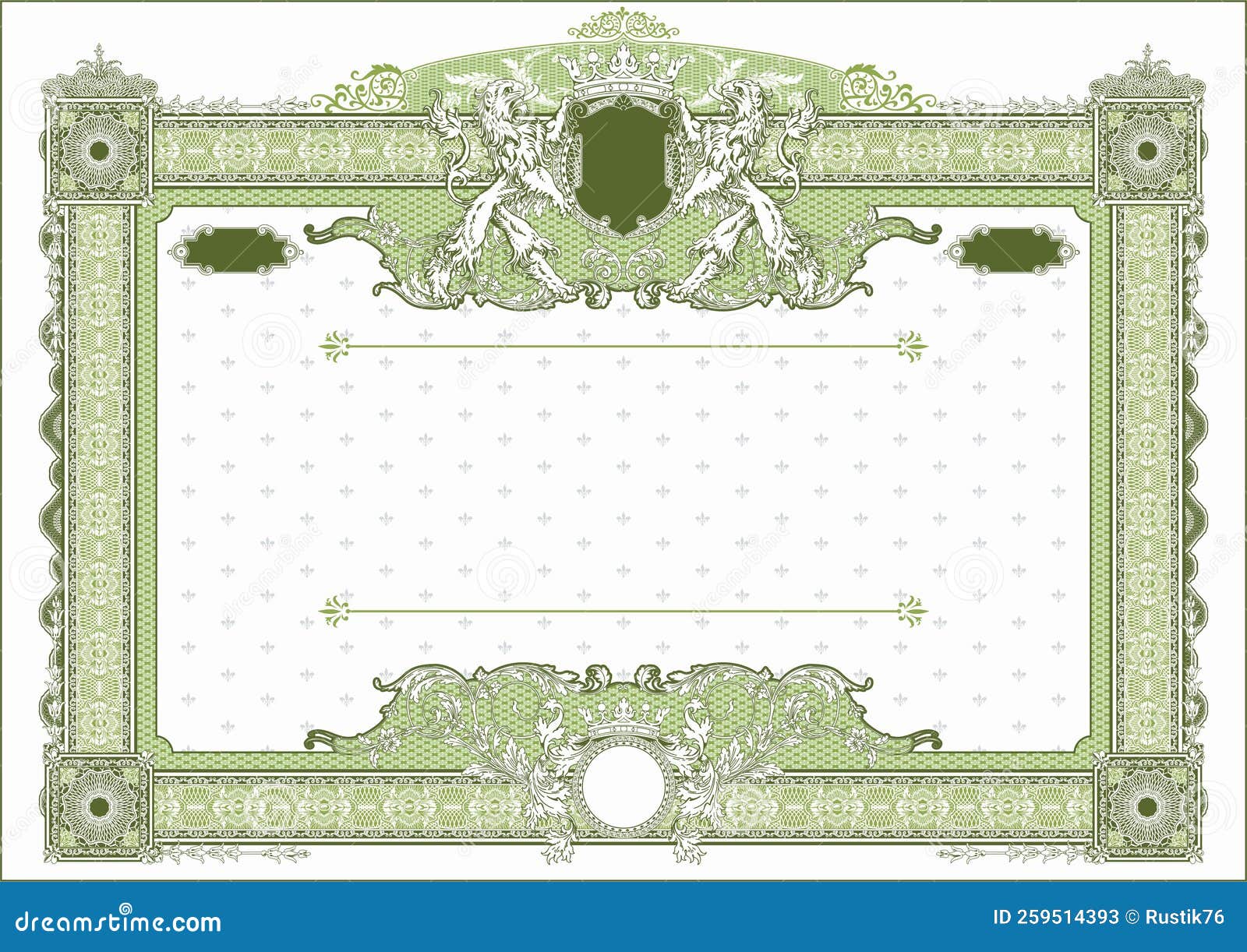 Horizontal Form for Creating Certificates and Diplomas in Green Tones ...