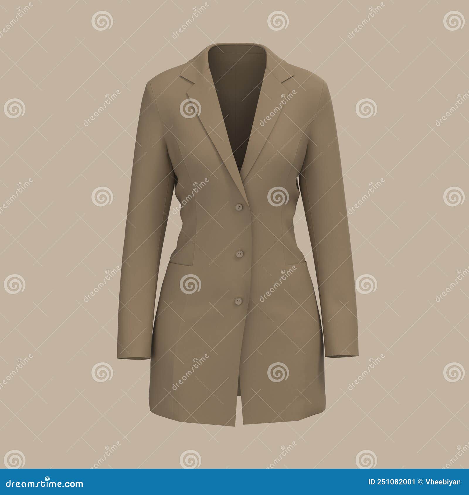 Blank Blazer Mockup. Front View. 3d Rendering, 3d Illustration Stock ...