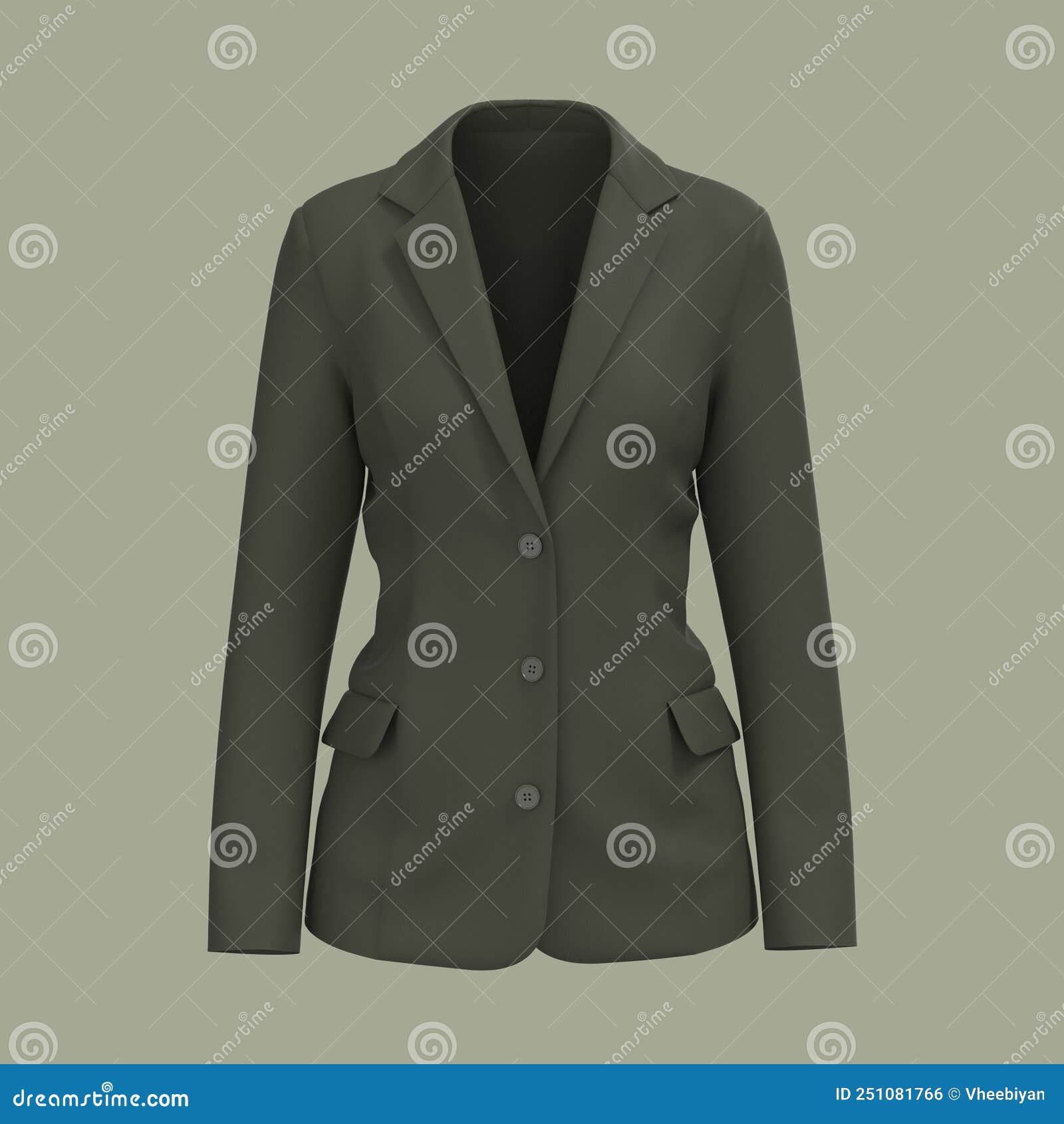 Blank Blazer Mockup. Front View. 3d Rendering, 3d Illustration Stock ...