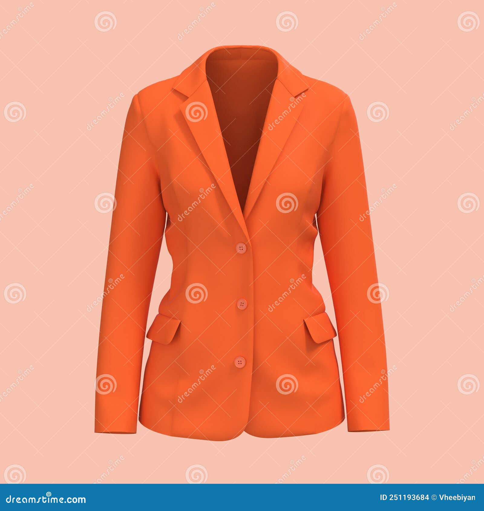 Blank Blazer Mockup. Front View. 3d Rendering, 3d Illustration Stock ...
