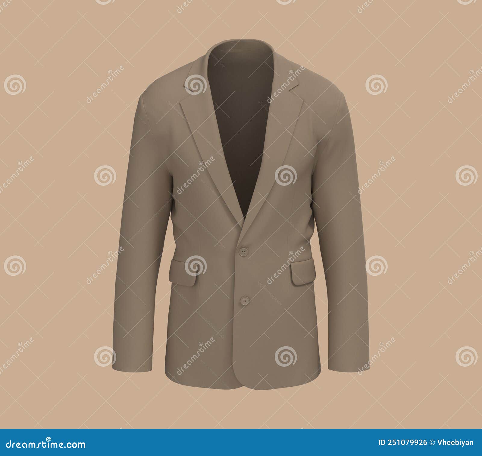 Blank Blazer Mockup. Front View. 3d Rendering, 3d Illustration Stock ...
