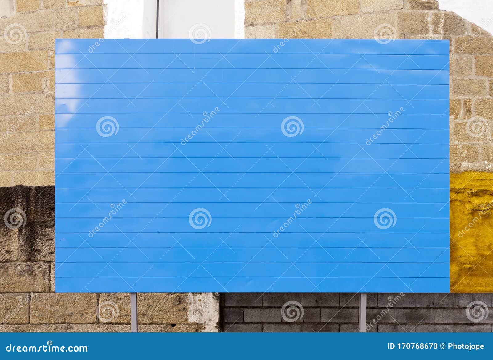 Blank Blue Advertising Sign in the Street. Empty Hoarding Background ...