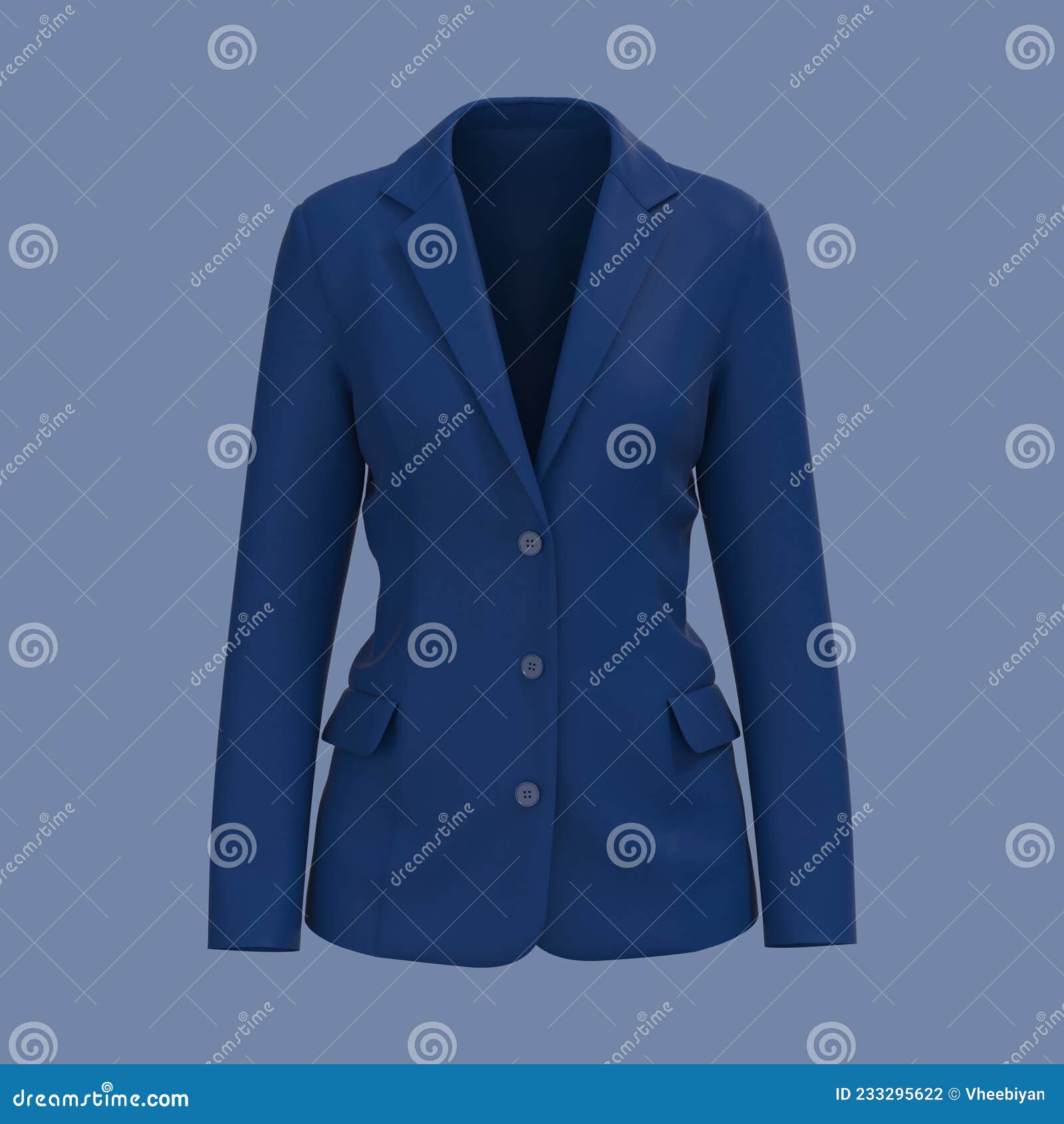 Blank Blazer Mockup. Front View. Stock Illustration - Illustration of ...