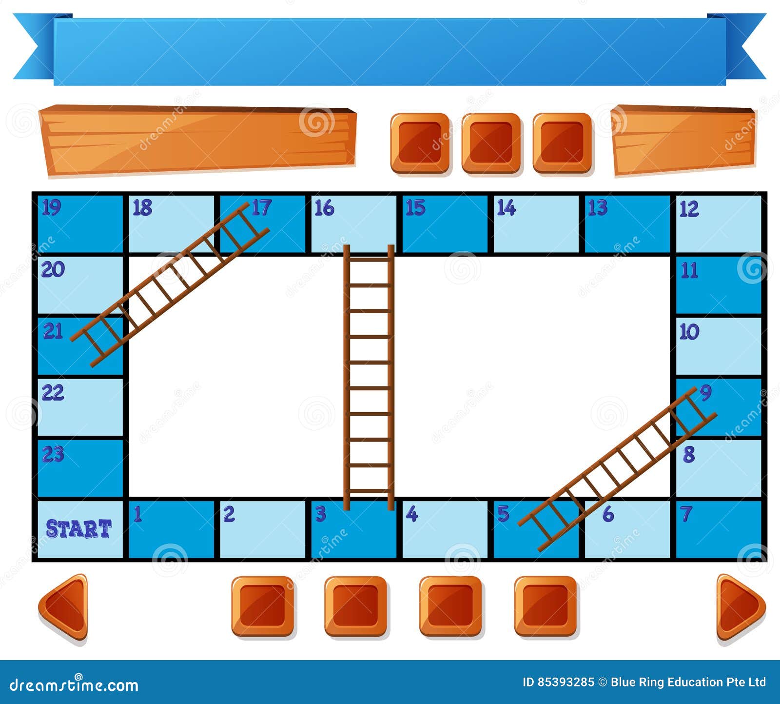 Blank Blue Board Game on White Stock Vector - Illustration of cartoon ...