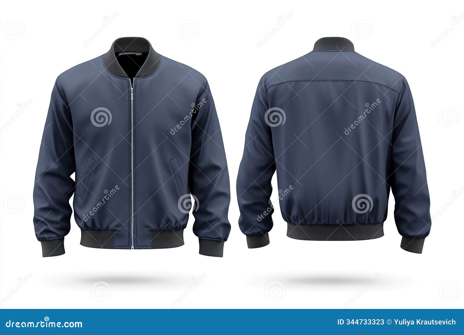 Blank Blue Bomber Jacket Isolated on White Background Stock ...
