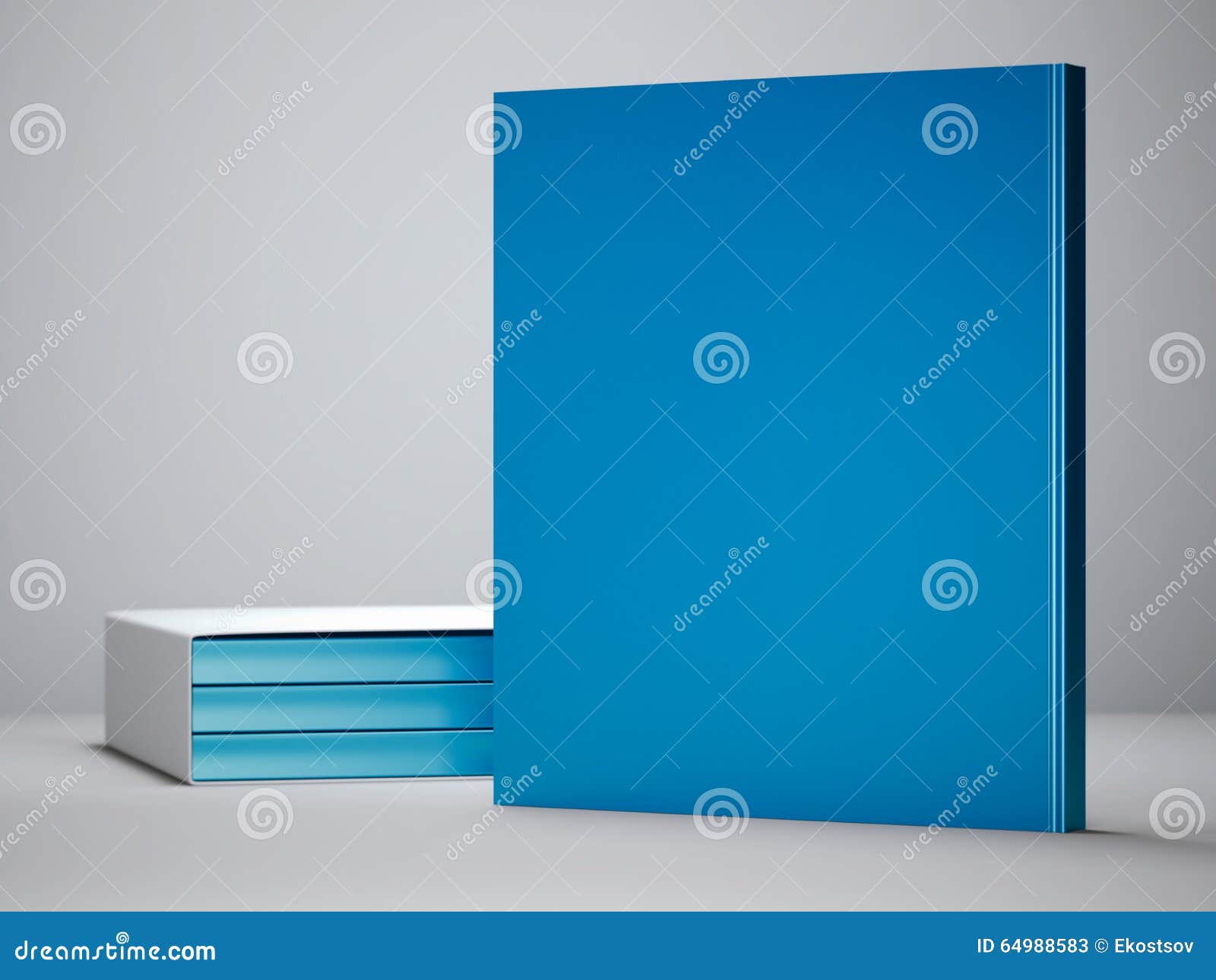 Blank Blue Book Standing on White Floor Stock Illustration ...