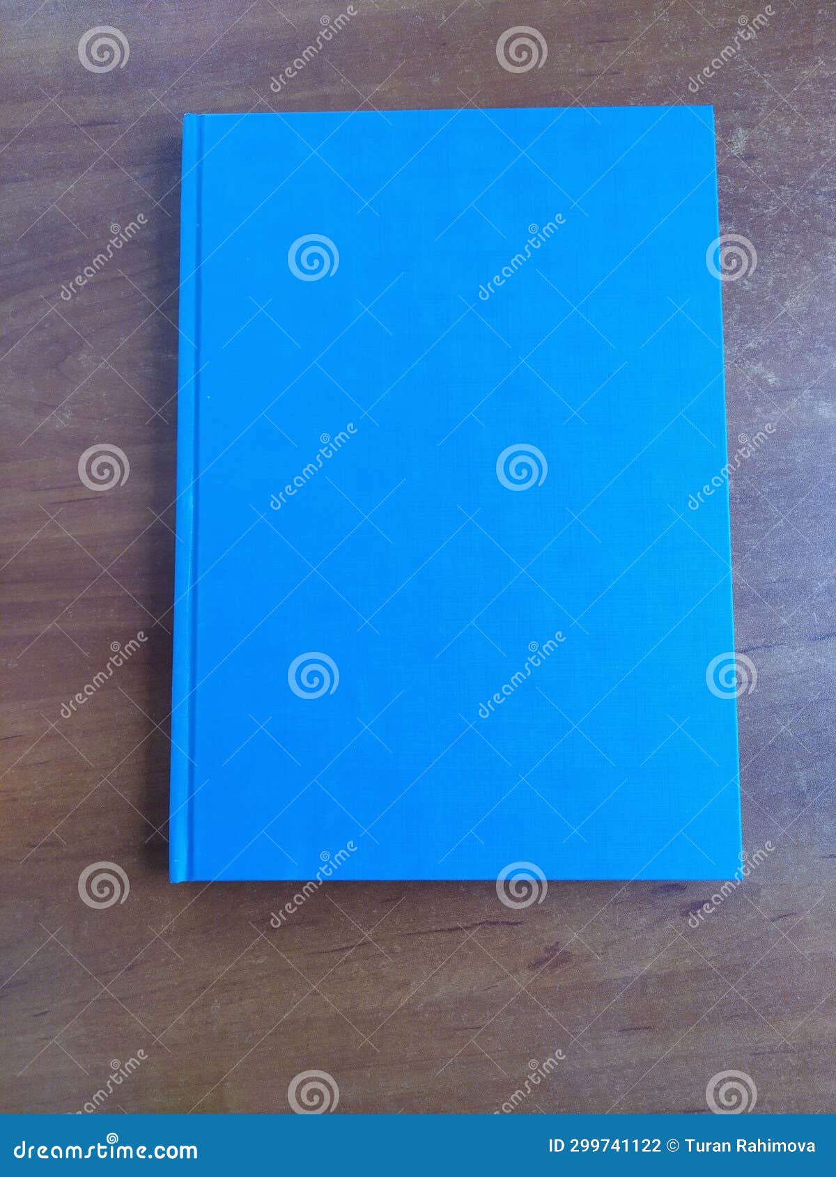 Blank Blue Book on Wooden Background Stock Photo - Image of textured ...