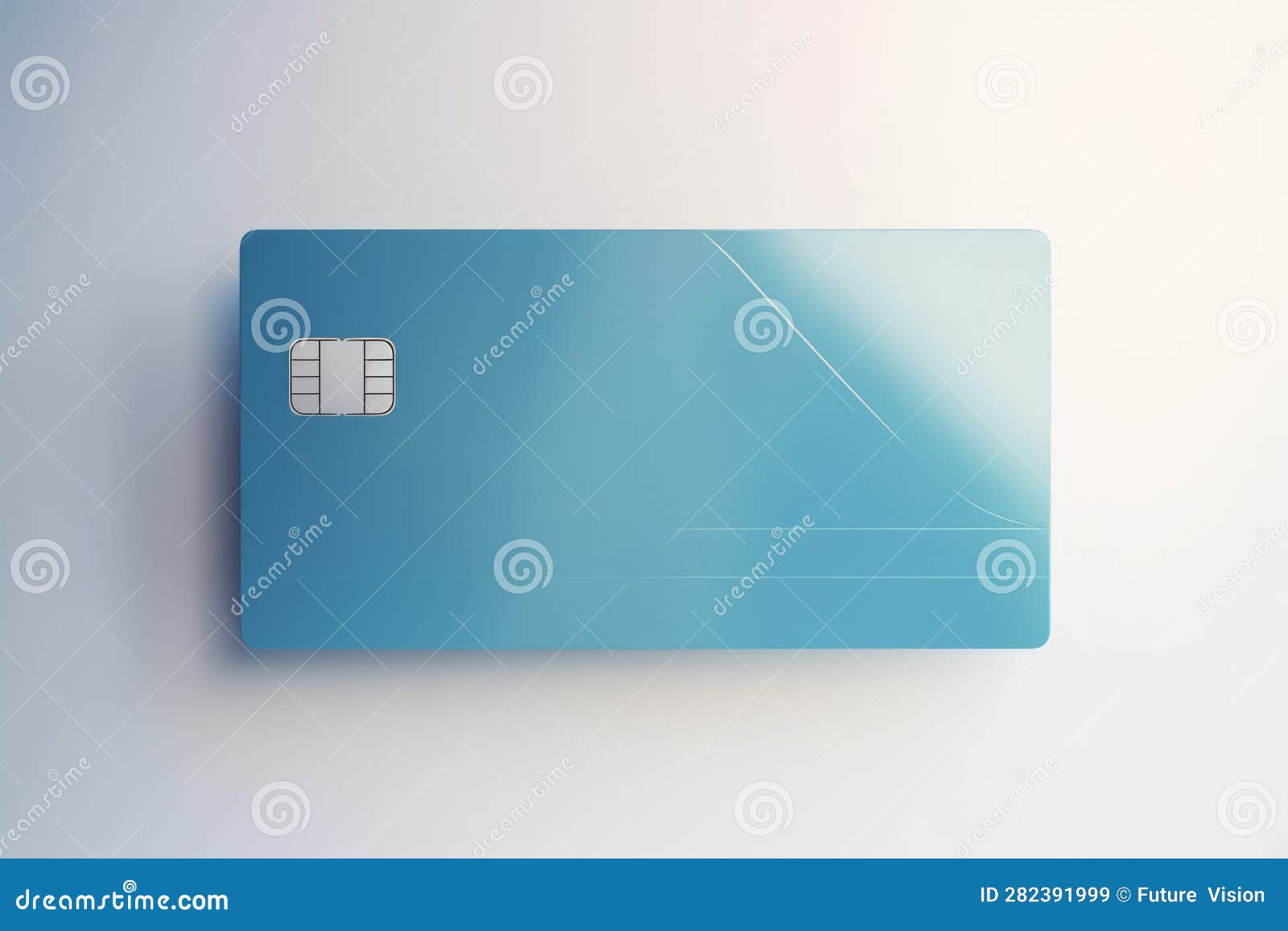 Blank Blue Credit Card with Microchip on Blue, Copy Space, Created ...