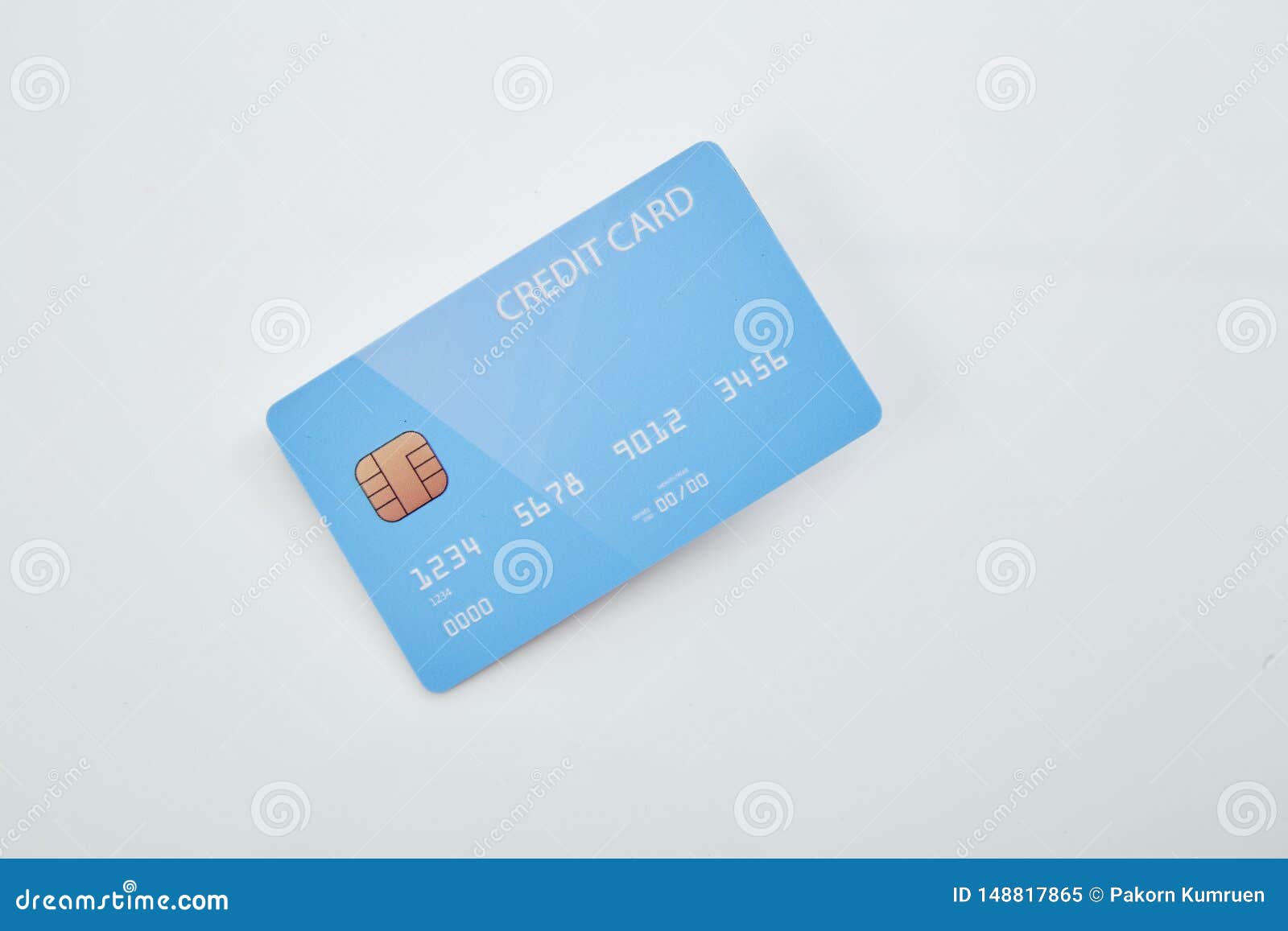 Blank Blue Credit Card on White Background Stock Image - Image of ...
