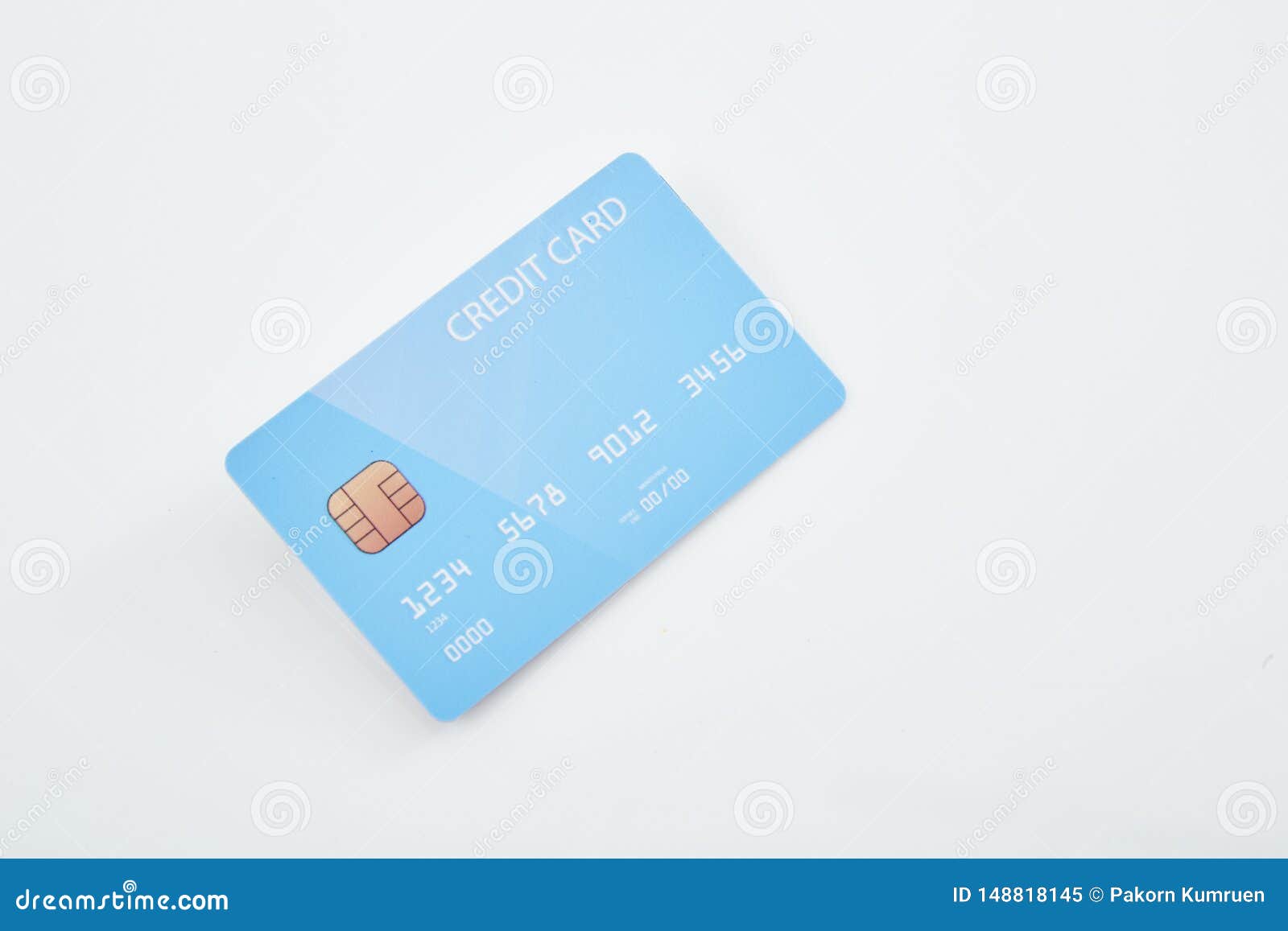 Blank Blue Credit Card on White Background Stock Image - Image of ...