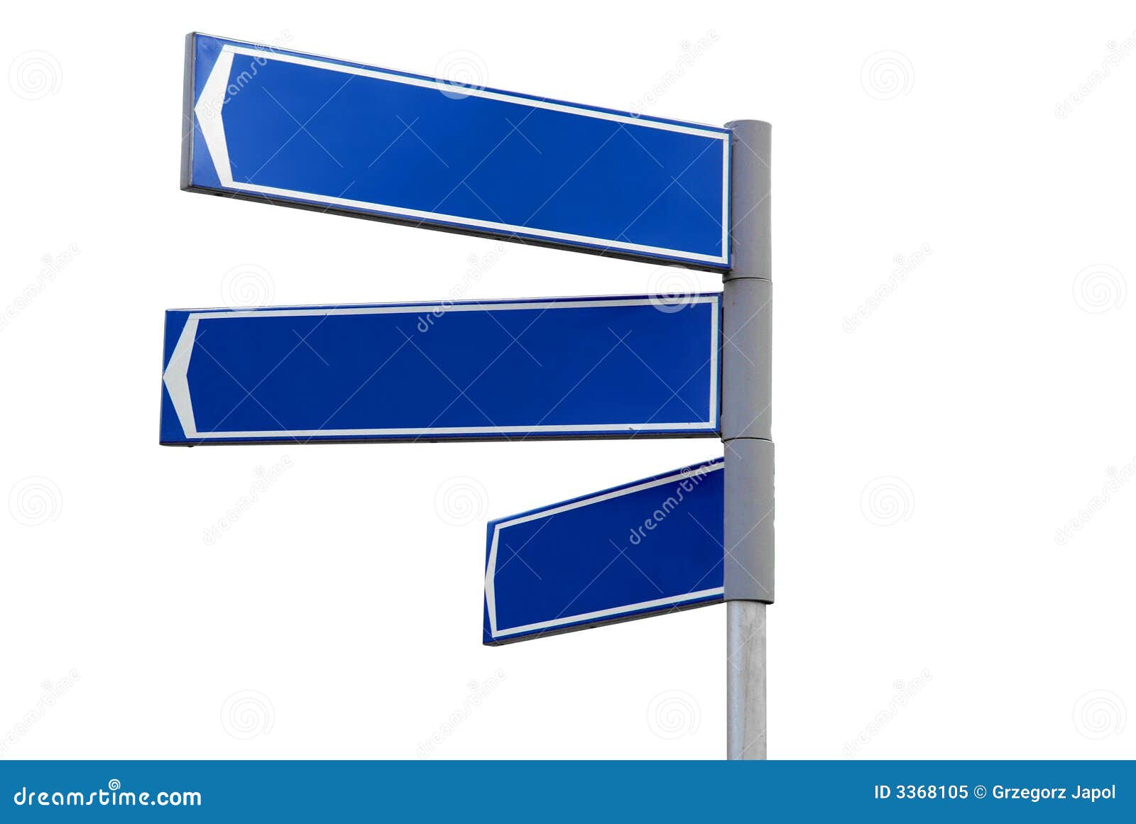 Blank blue direction sign stock image. Image of arrow - 3368105