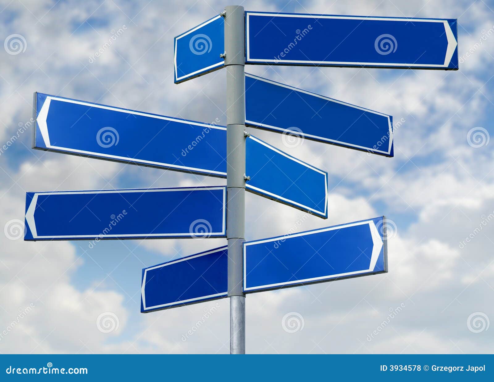 Blank blue direction sign stock photo. Image of billboard - 3934578