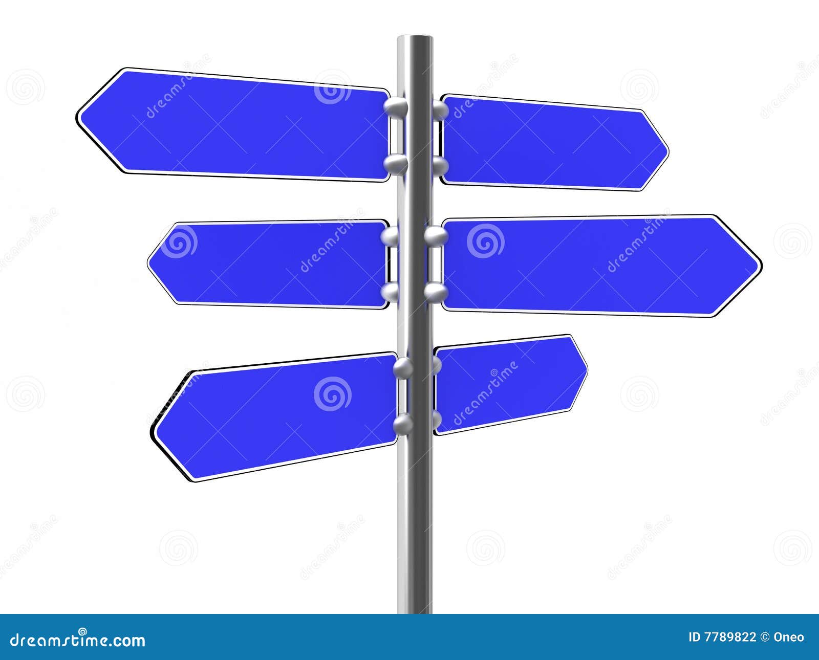 Blank Blue Direction Signs on a Metal Column Stock Illustration ...