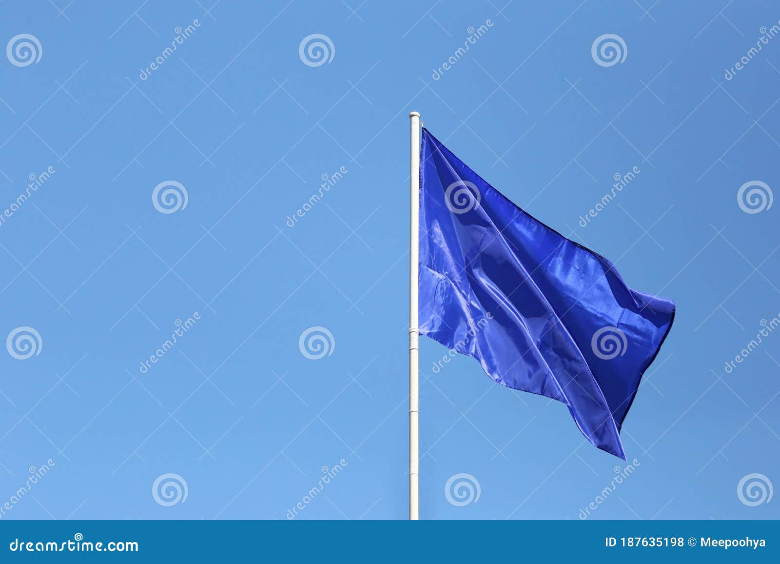 Blank Blue Flags in the Blue Sky Background Stock Photo - Image of ...