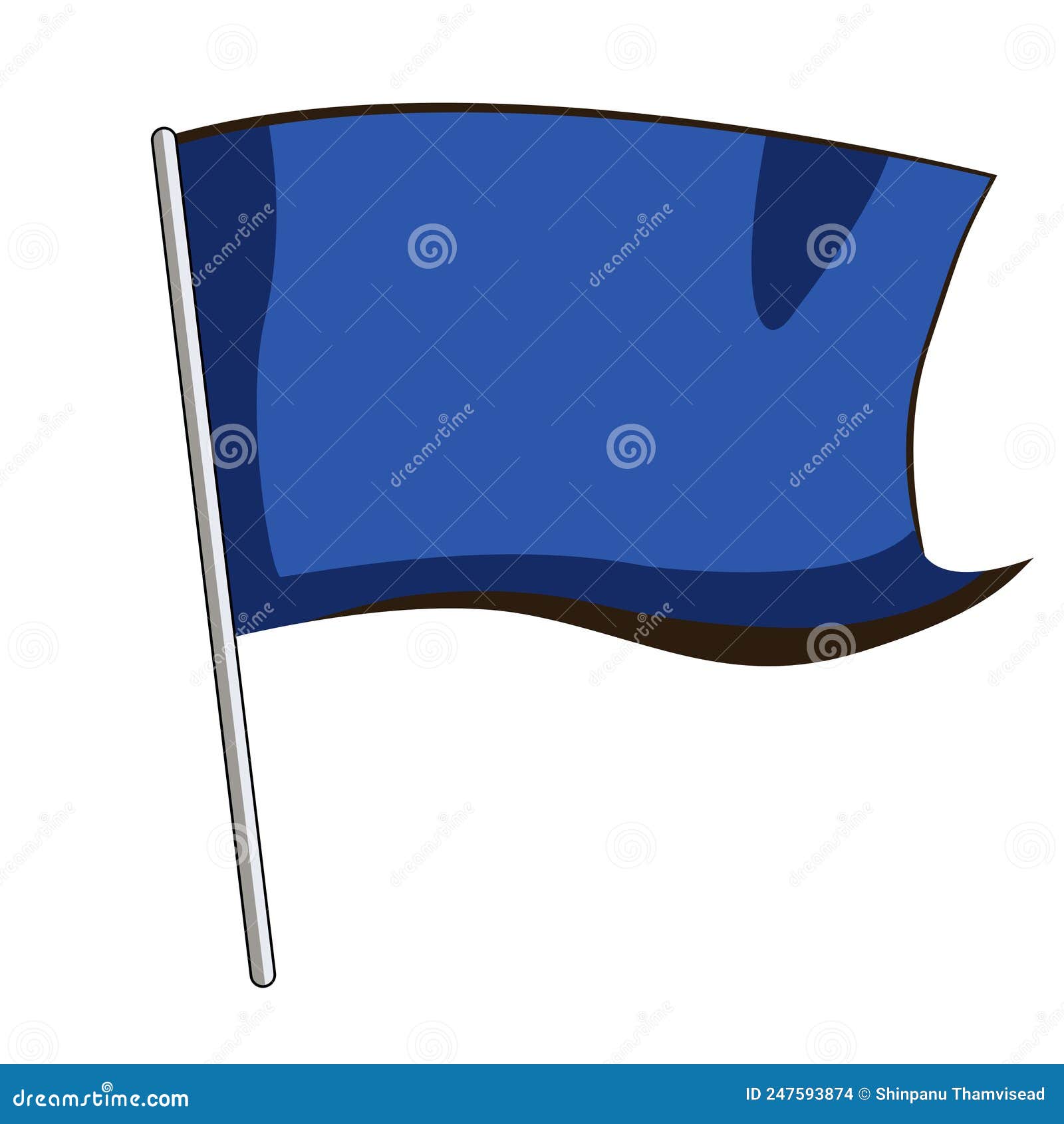 Blank Blue Flying Flag Blank Template for Designers. Stock Illustration ...