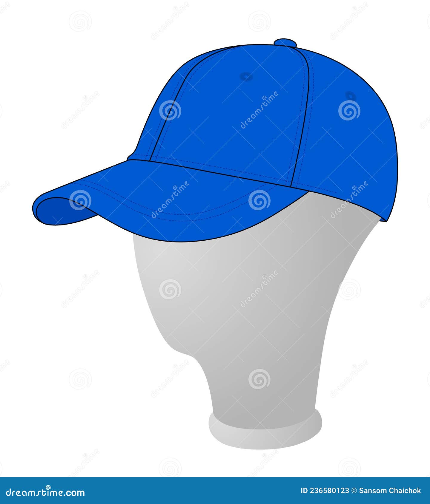 Blank Blue 6 Panel Baseball Cap Template Vector. Stock Illustration ...