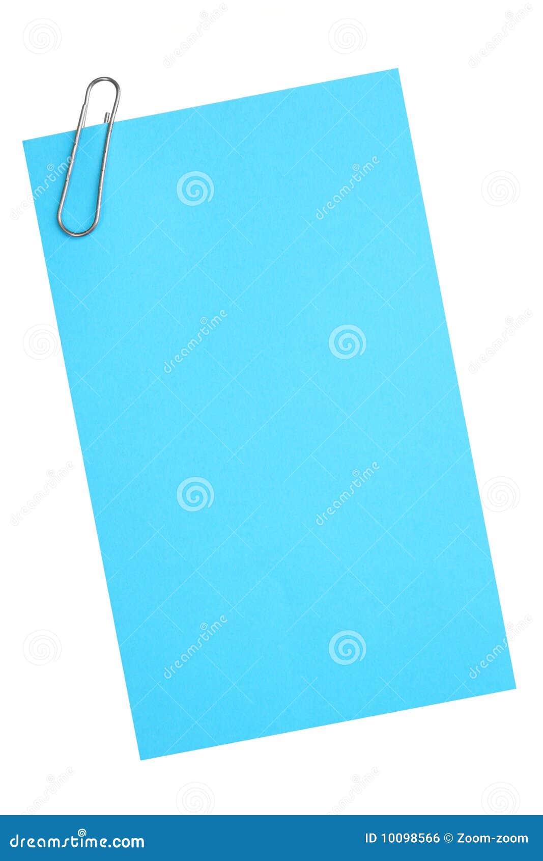 Blank blue paper with clip stock photo. Image of communication - 10098566