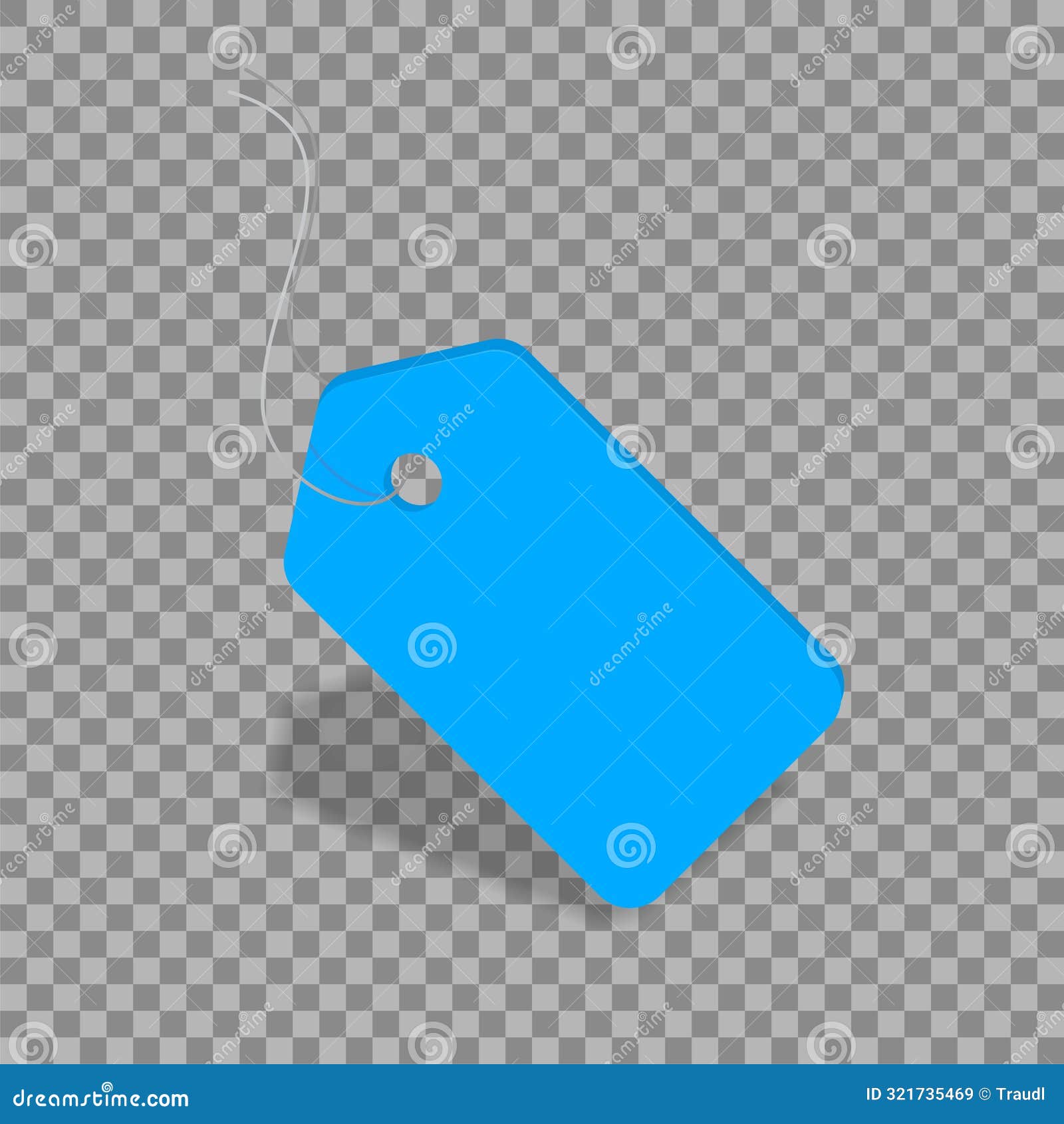 Blank Blue Price Tag with String Attached on Transparent Background ...
