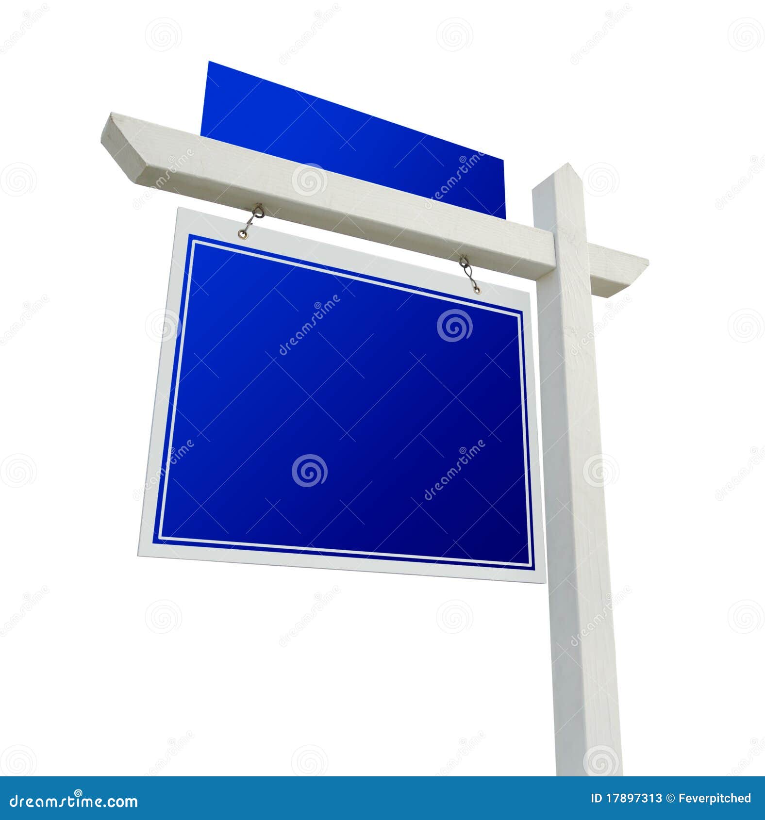 Blank Blue Real Estate Sign on White Stock Image - Image of relocation ...