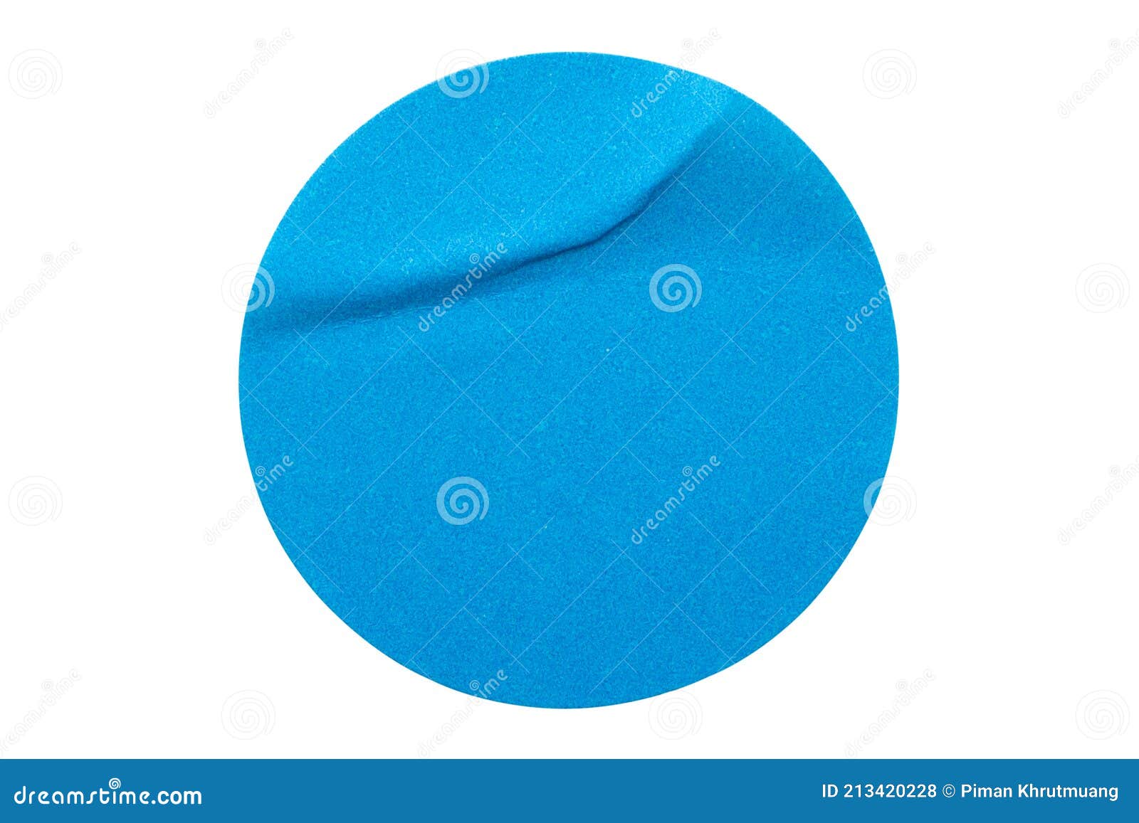 Blank Blue Round Adhesive Paper Sticker Label Isolated on White ...