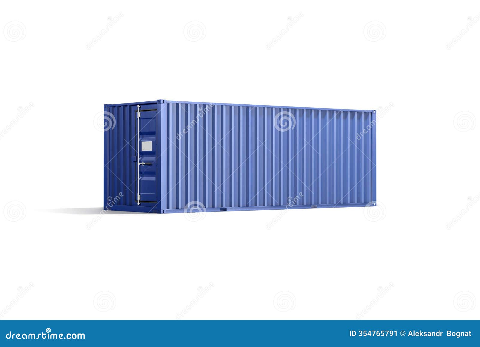 Blank Blue Steel Cargo Container Mockup, Side View Stock Illustration ...