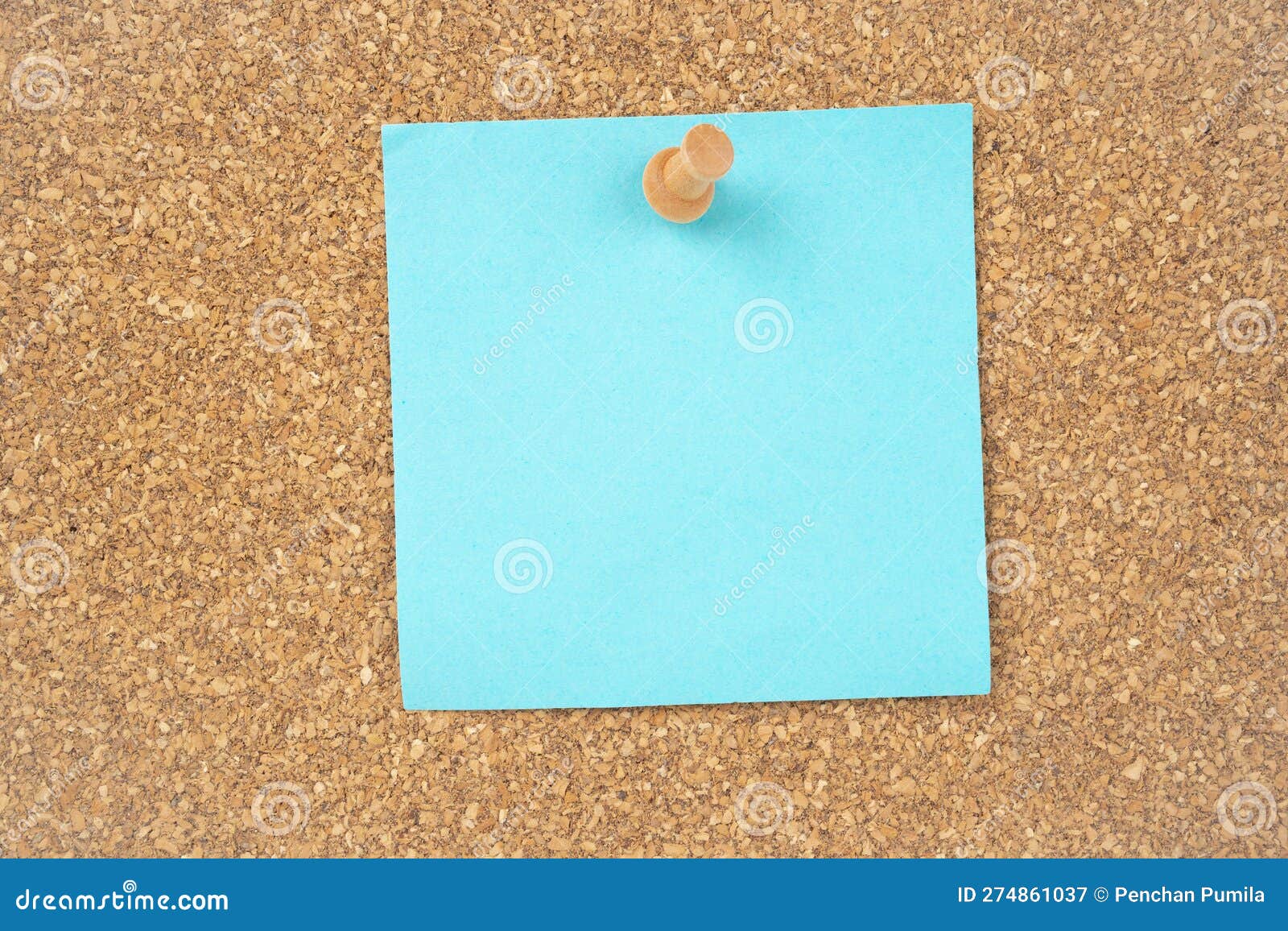 The Blank Blue Sticky Note Paper and Wooden Thumbtack on Wooden ...