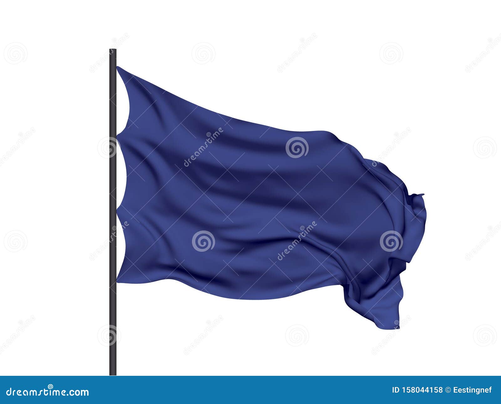 Blank Blue Waving Flag. Vector Illustration Stock Vector - Illustration ...