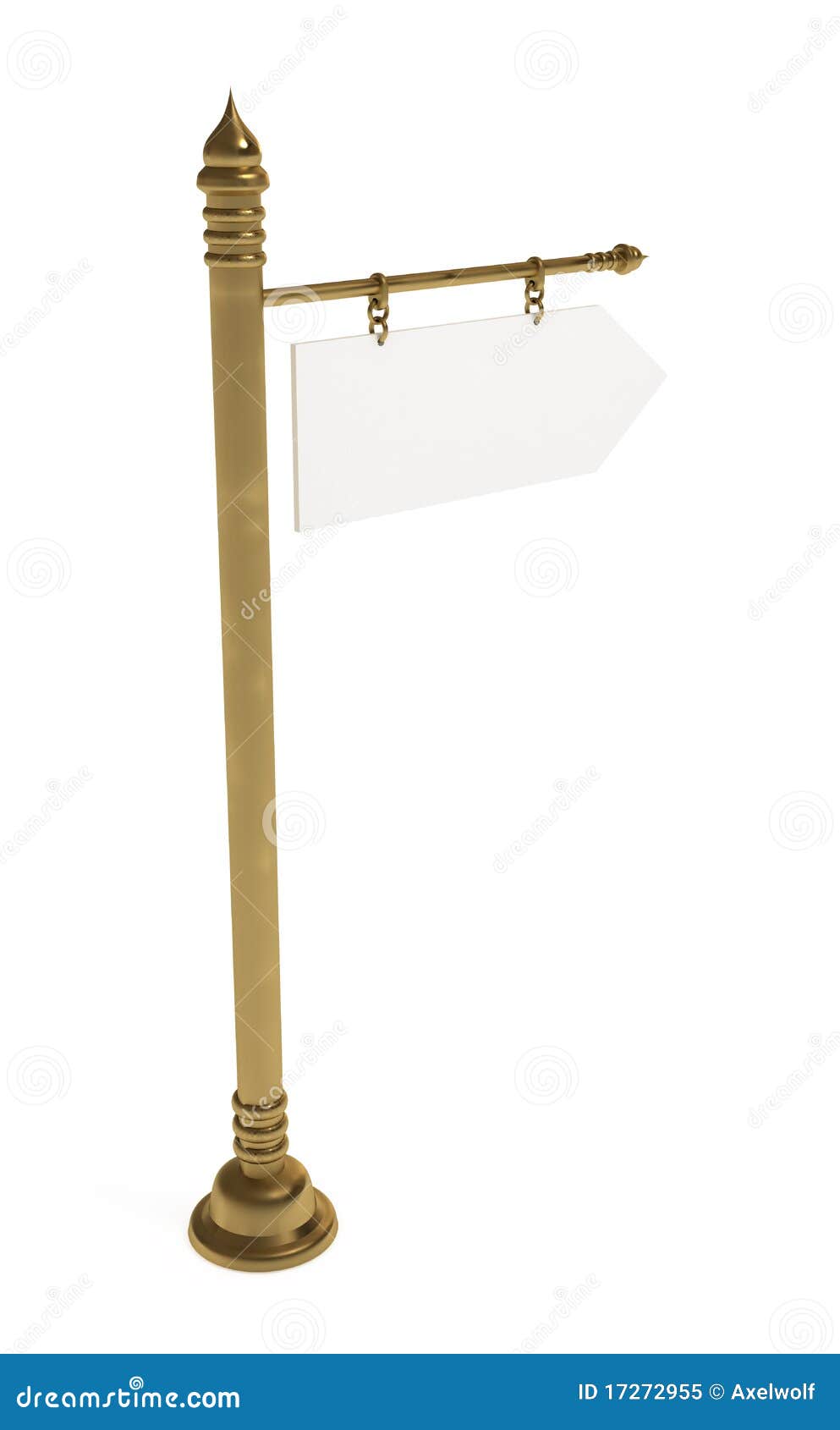 Blank Board, Golden Signpost, Isolated on White Stock Illustration ...