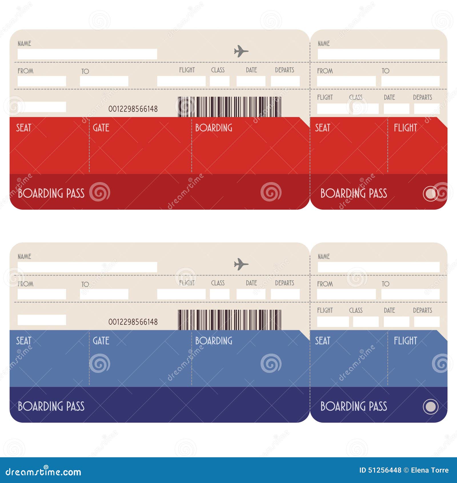 Blank Boarding Pass Stock Vector Illustration Of Airline 51256448