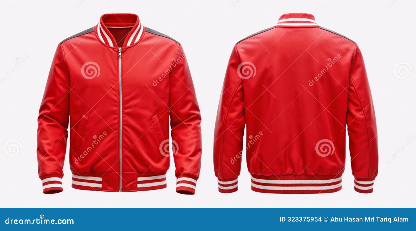 Blank Bomber Jacket Template: Front And Back View For Mockup Design ...