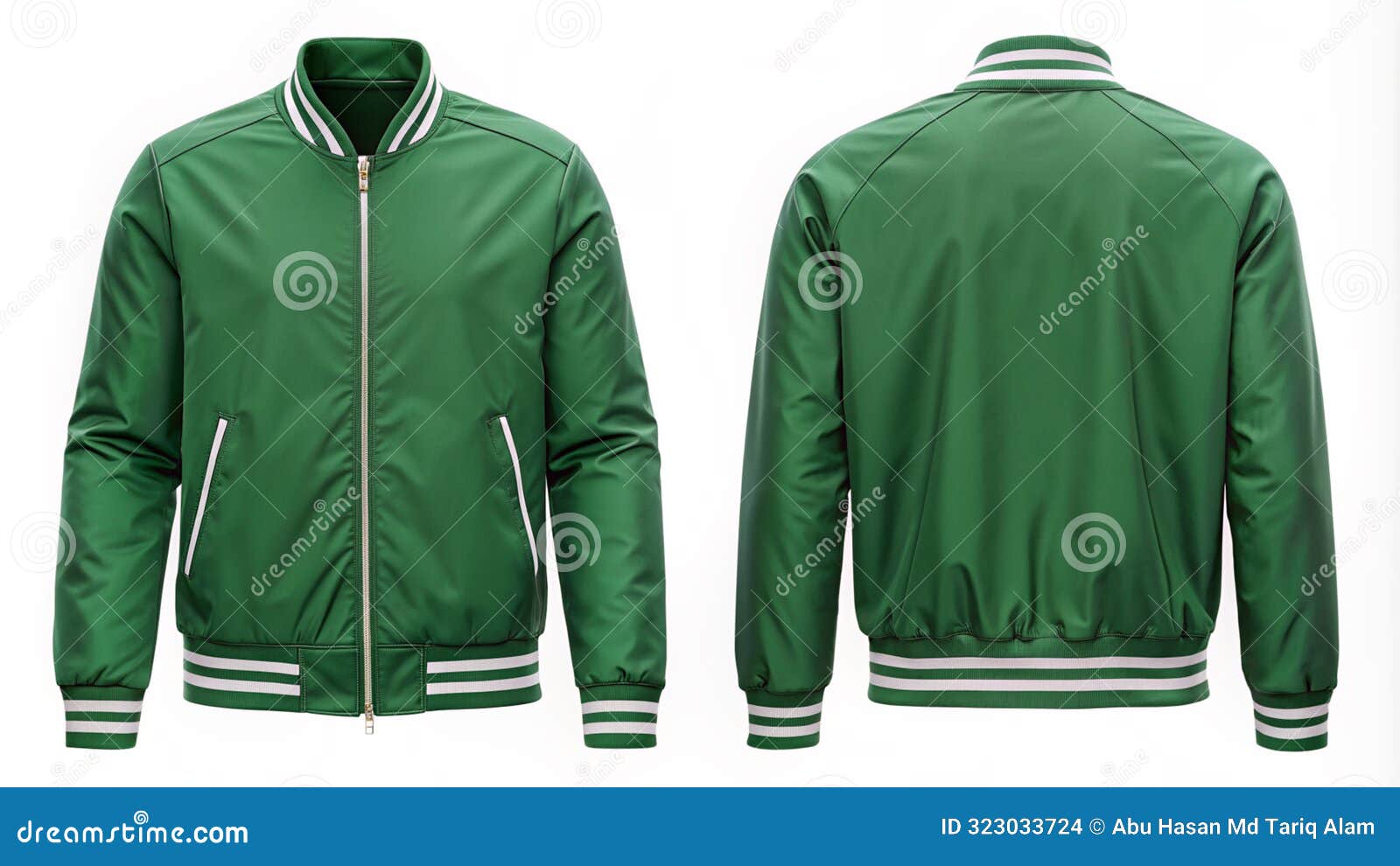 Blank Bomber Jacket Template: Front And Back View For Mockup Design ...