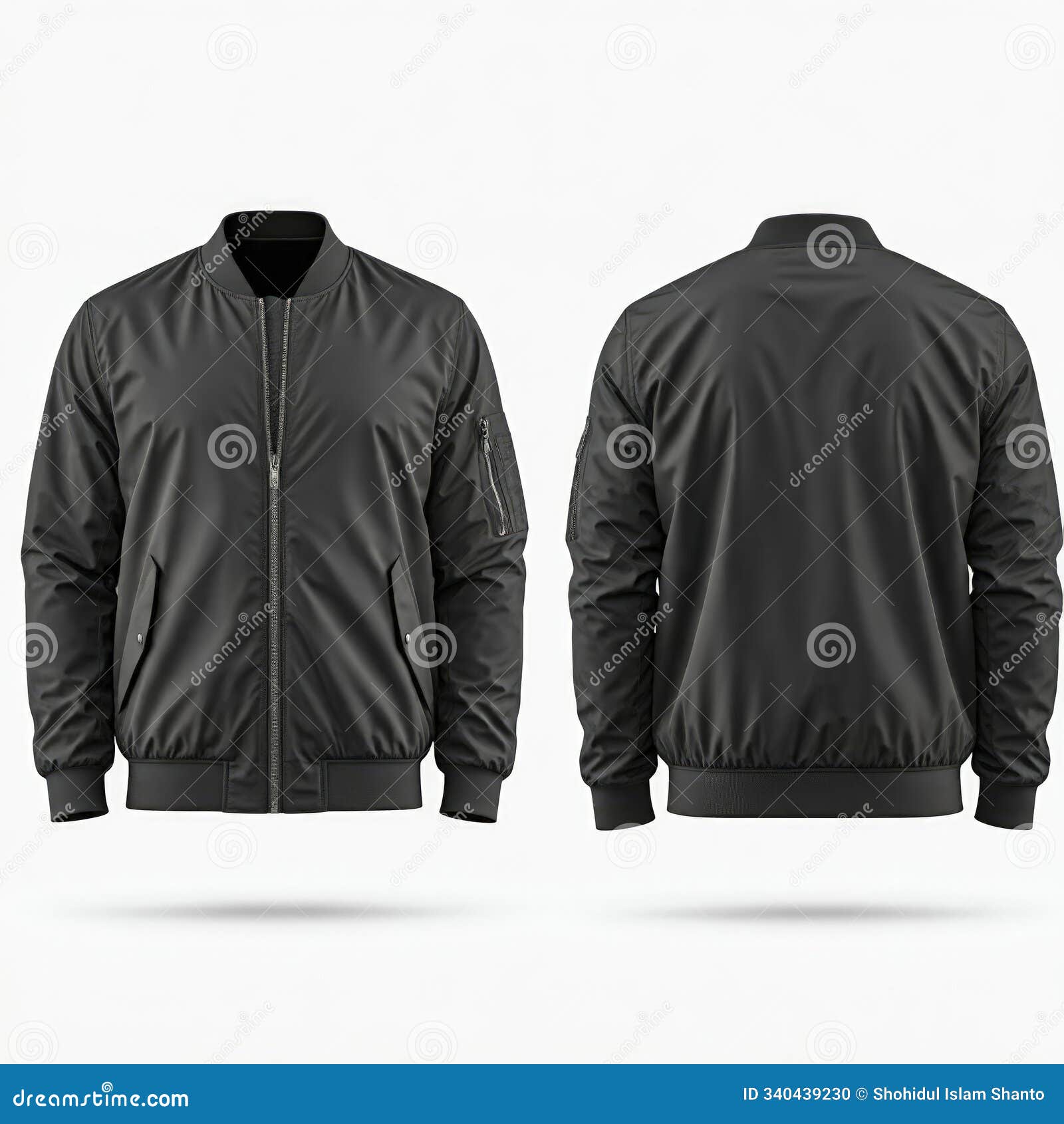 A Blank Bomber Black Jacket To Mockup Design Stock Photography ...