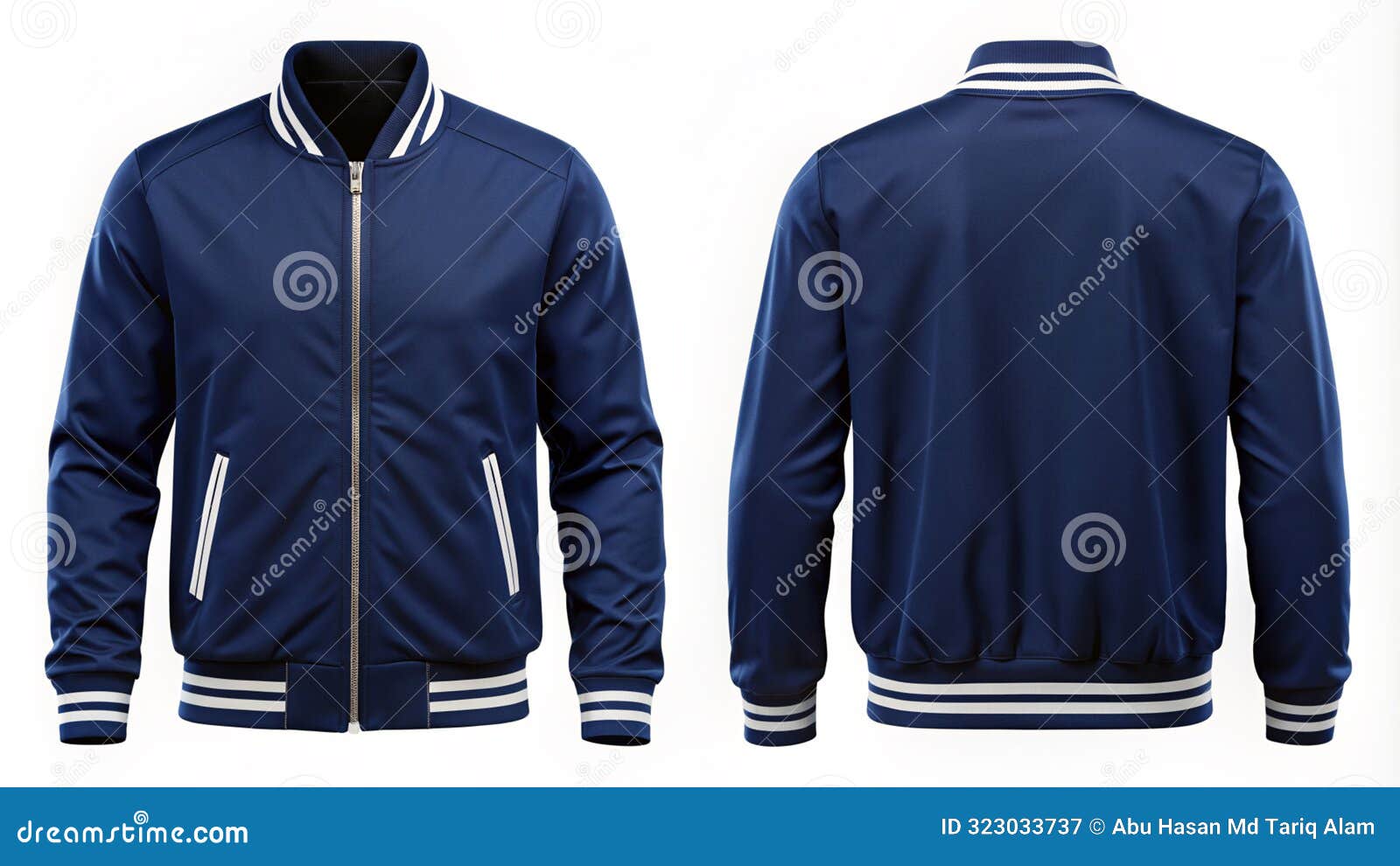 Blank Bomber Jacket Template: Front And Back View For Mockup Design ...
