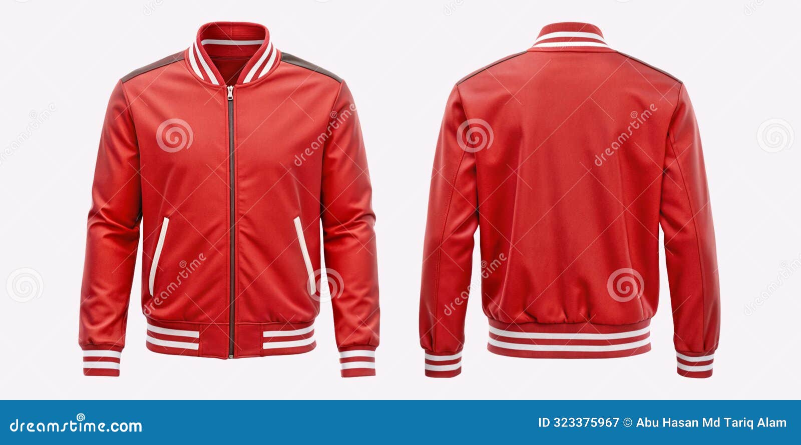Blank Bomber Jacket Template: Front And Back View For Mockup Design ...