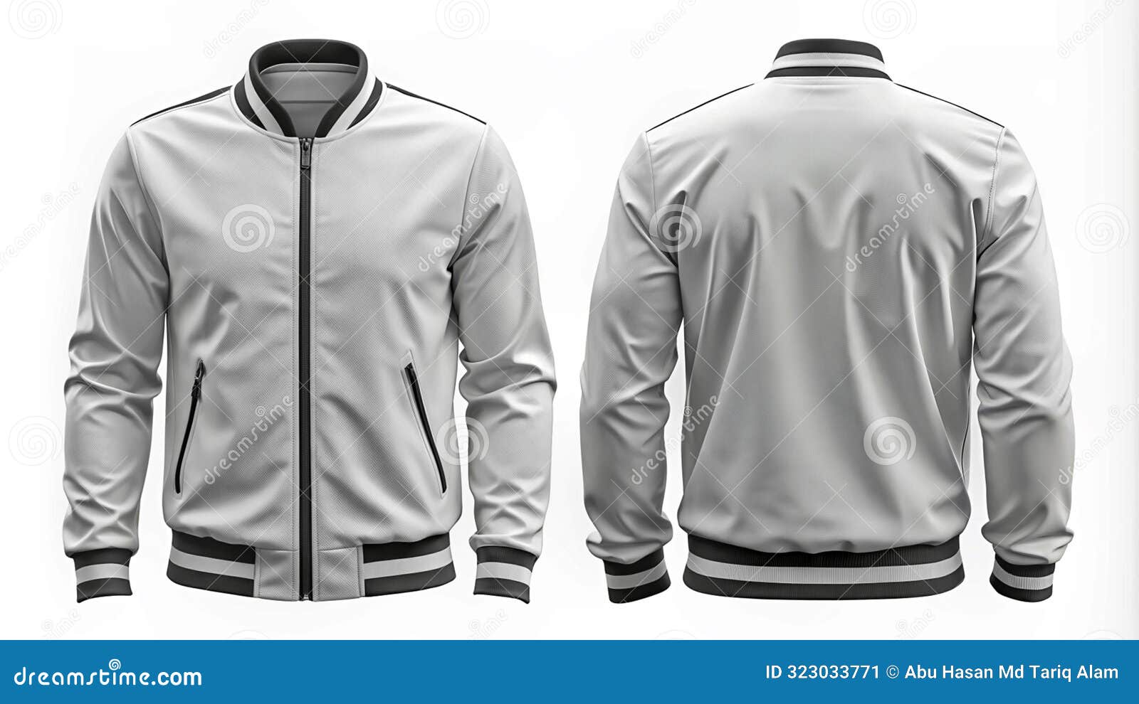Blank Bomber Jacket Template: Front And Back View For Mockup Design ...