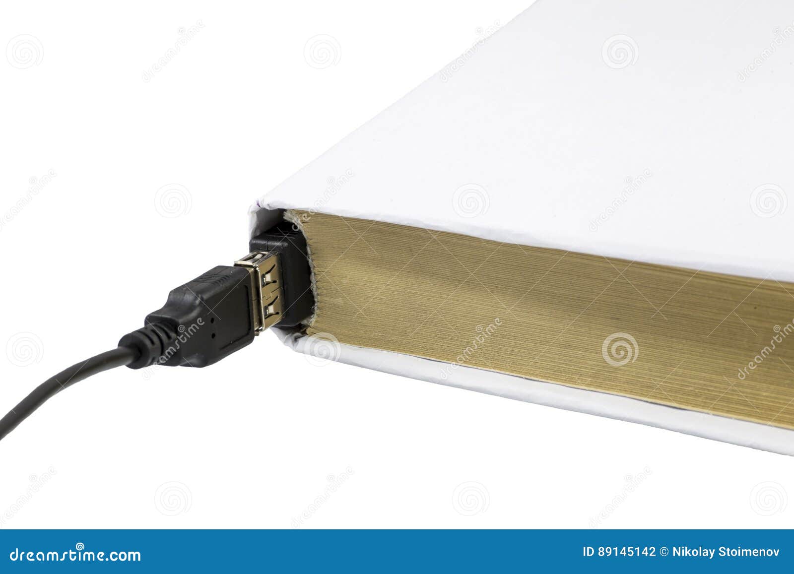 Blank Book Connected To USB Stock Photo - Image of connector, cable ...