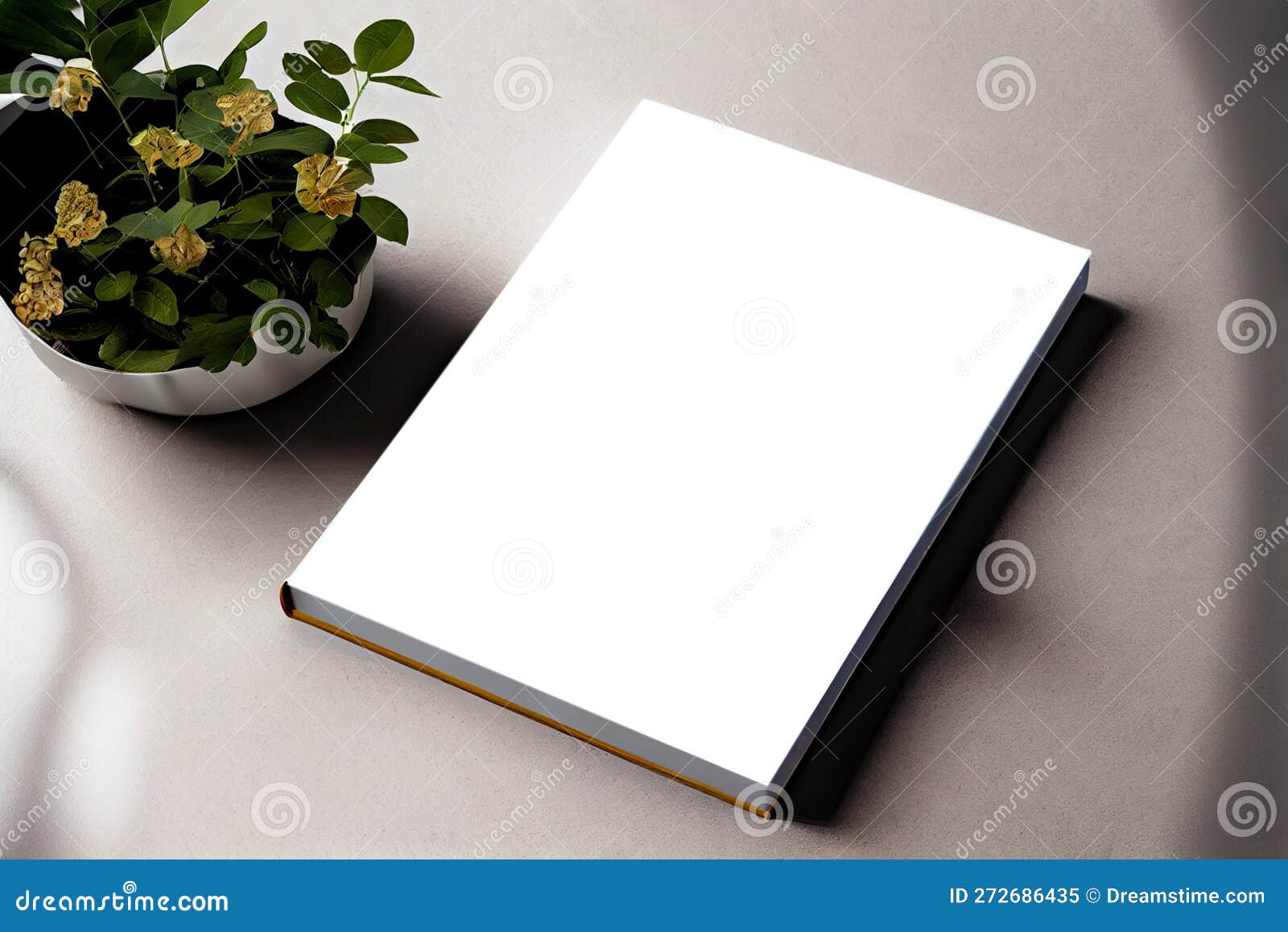 Blank Book Isolated on Table, Flat Lay AI Generated Stock Illustration ...
