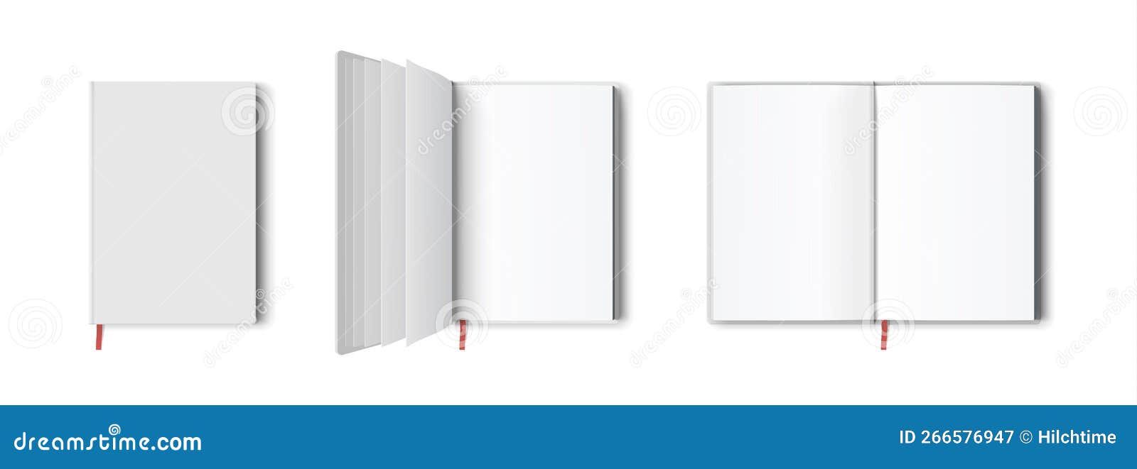 Blank Book or Notepad Mockup. Notebook and Bookmark Template in ...