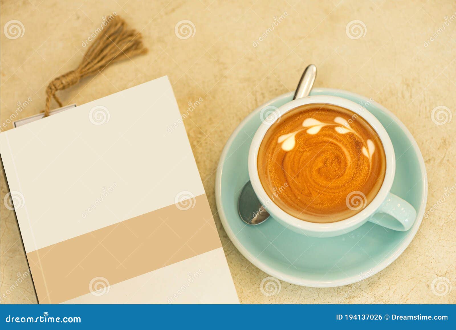 A Blank Book Placed on the Table . Stock Photo - Image of morning ...