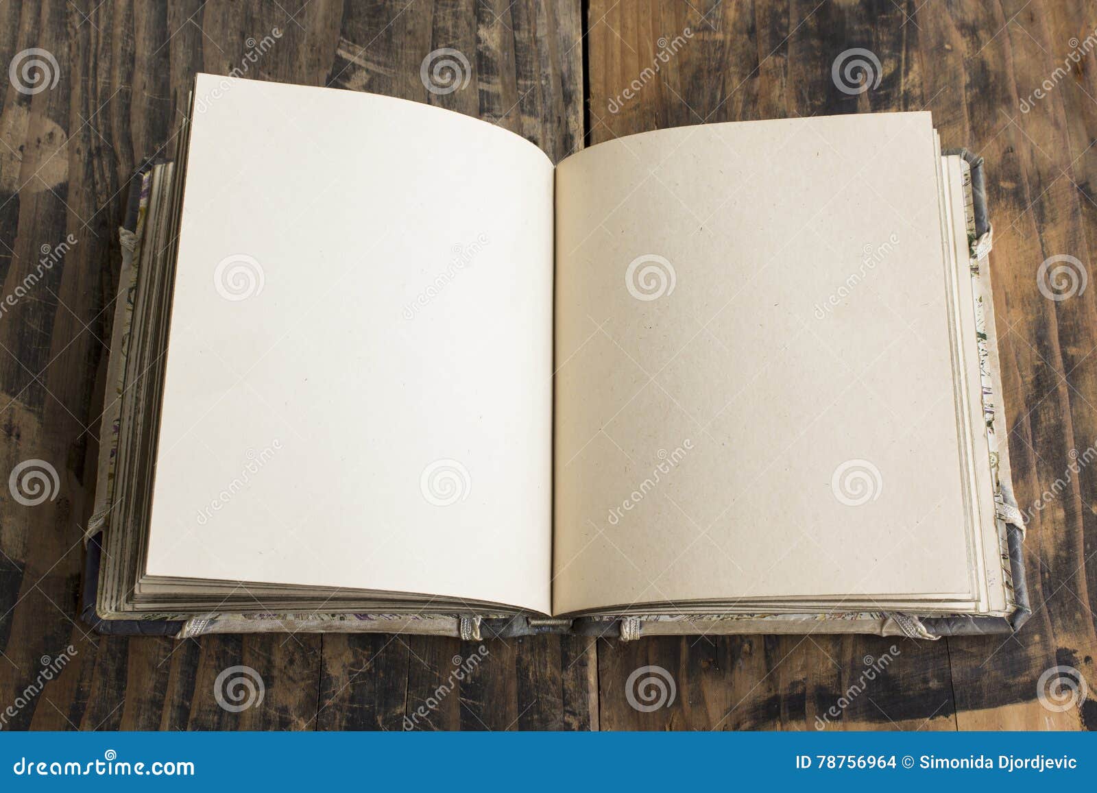 Blank Book on Rustic Wooden Background Stock Photo - Image of writer ...