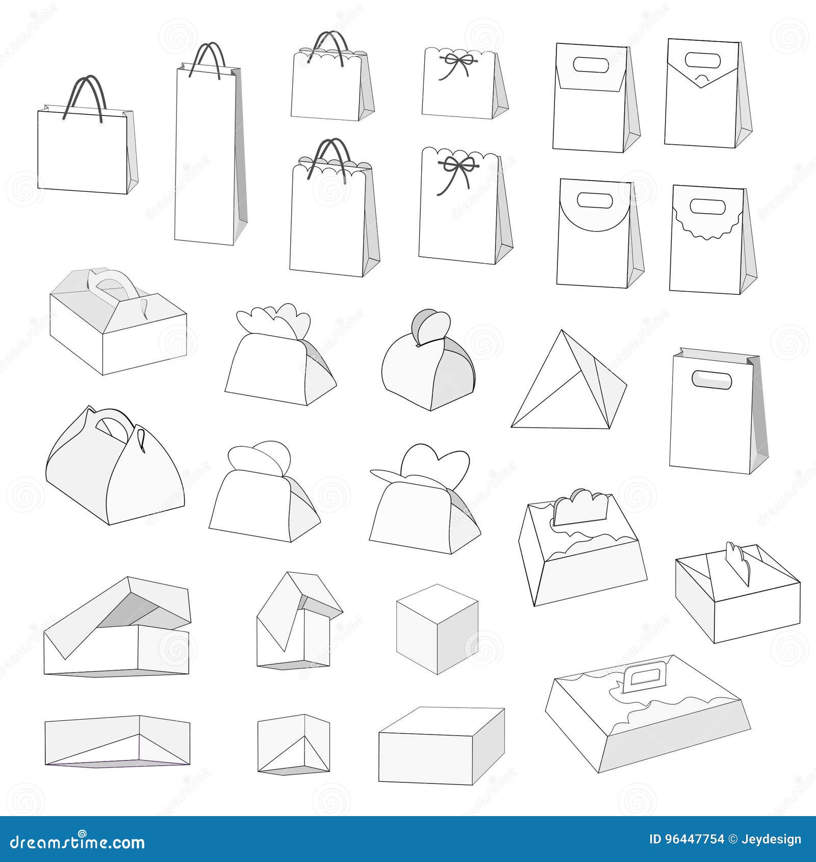 Blank Boxes and Bags, Various Shapes, Vector Stock Vector ...