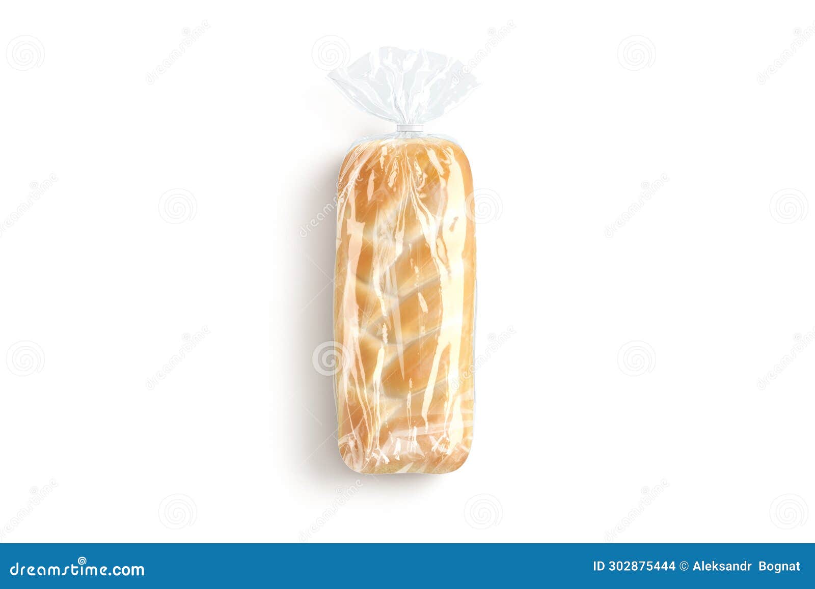 Blank Bread in Transparent Cellophane Pack Mockup, Top View Stock ...