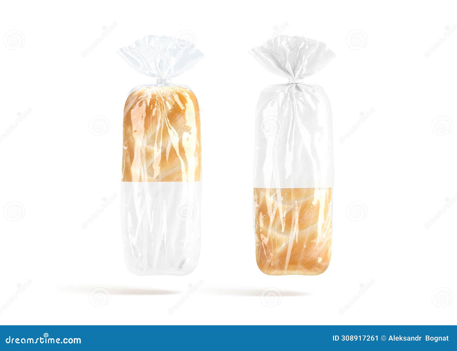 Blank Bread in White Transparent Cellophane Pack Mockup, No Gravity ...