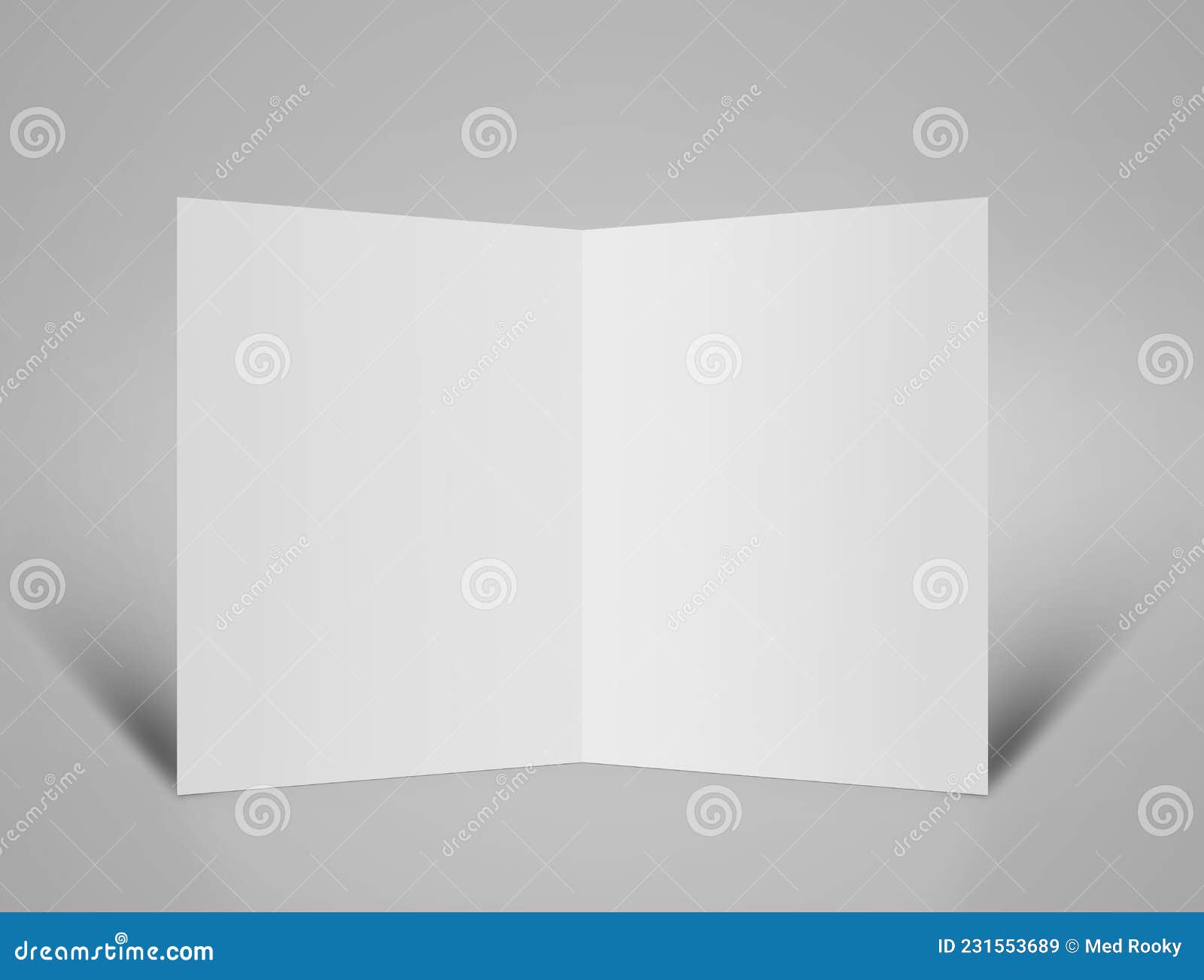 Blank Brochure Fold Flyer Stand on Grey Background. Empty White Folded ...