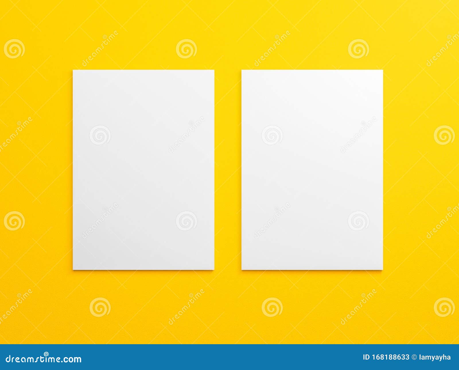 Blank A4 Brouchure Mock Up on Bright Yellow Background Texture. Empty ...
